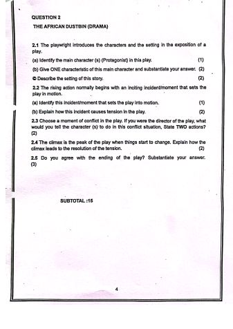 QUESTION 2 THE AFRICAN DUSTBIN (DRAMA) 2.1 | StudyX