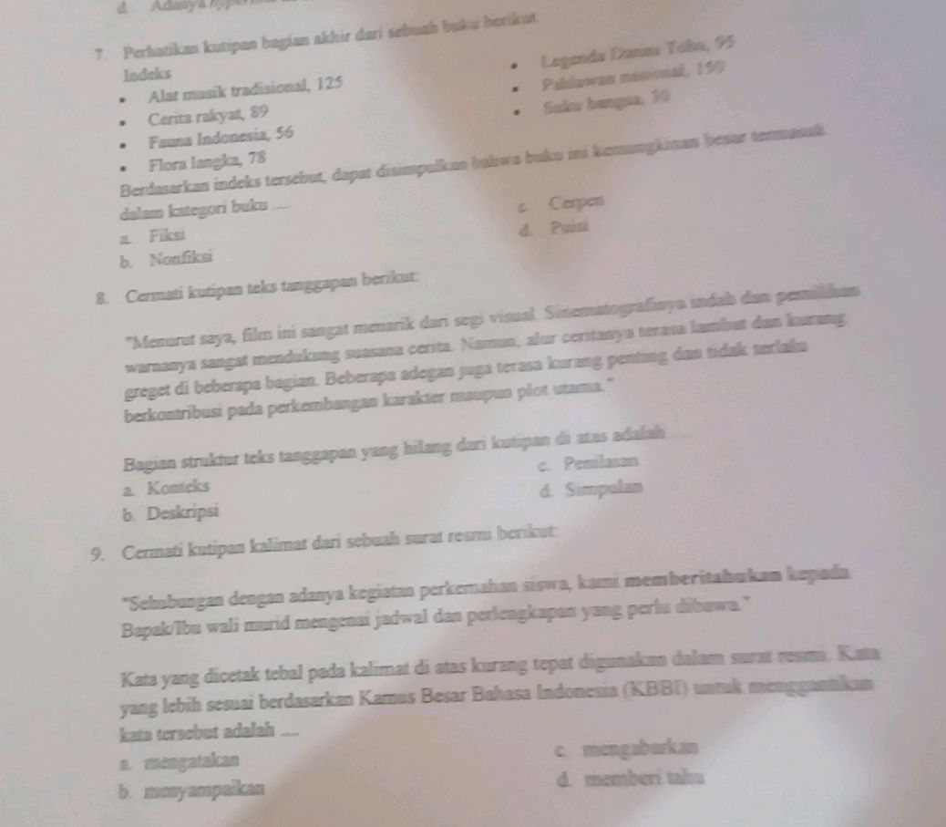 7. Perhatikan kutipan bagian akhir dari | StudyX