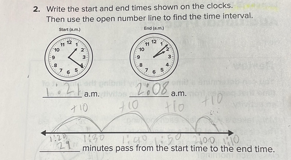 2. Write the start and end times shown on | StudyX