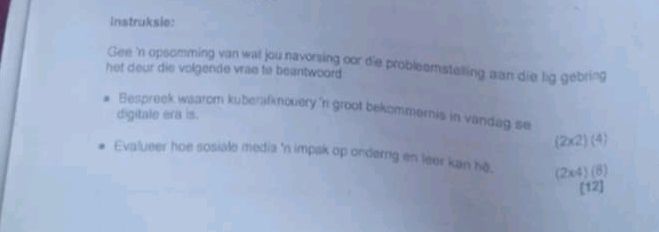 Instruksie: Gee 'n opsomming van wat jou | StudyX