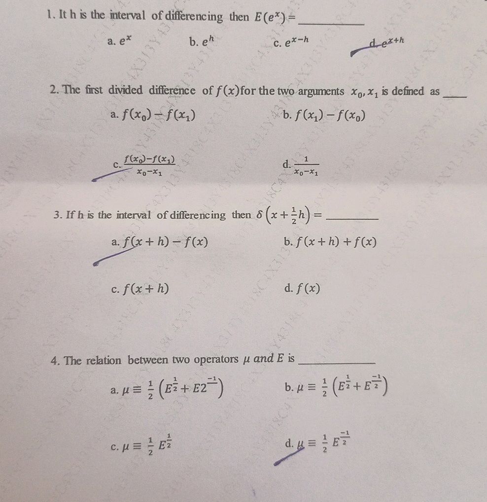 1. If h is the interval of differencing then | StudyX