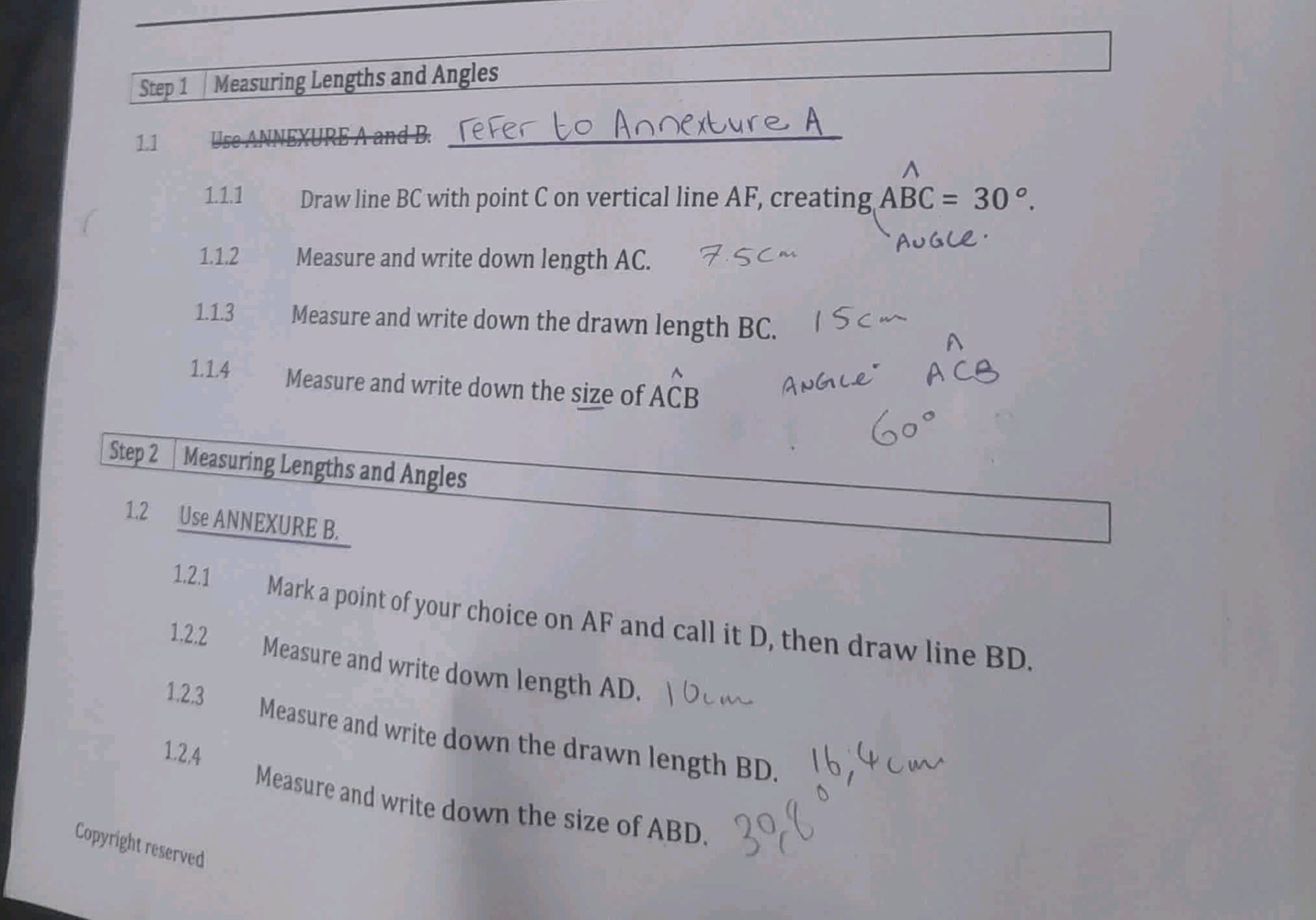 Step 1 Measuring Lengths and Angles 1.1 Use | StudyX