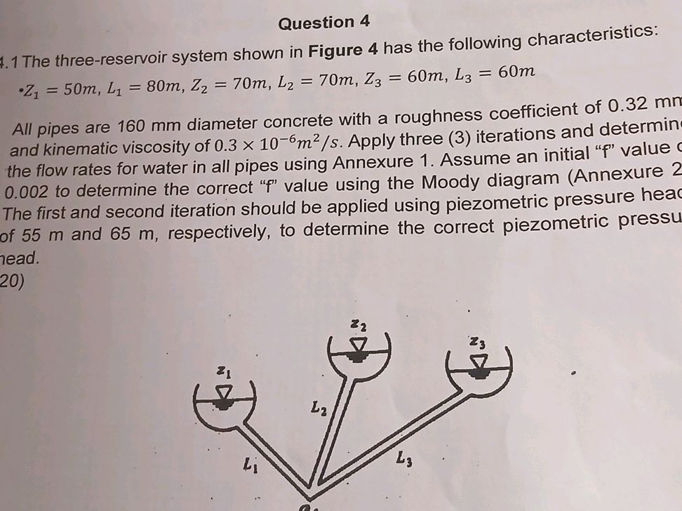 4.1 The three-reservoir system shown in | StudyX