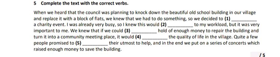 5 Complete the text with the correct verbs. | StudyX