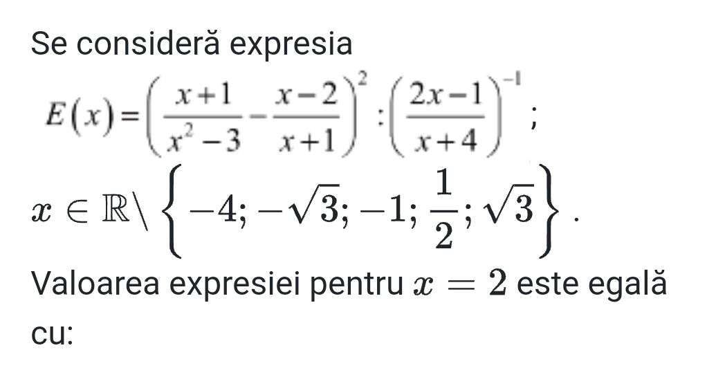 Se consideră expresia $E(x) = ( | StudyX