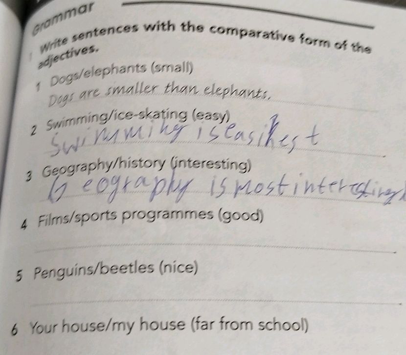 Write sentences with the comparative form of | StudyX