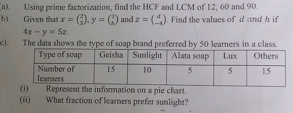 (a). Using prime factorization, find the HCF | StudyX