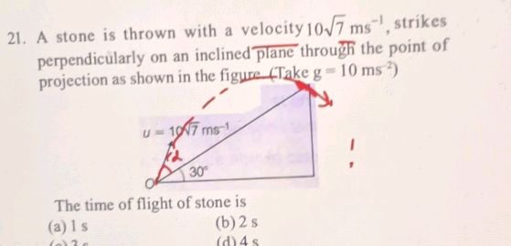 21. A stone is thrown with a velocity $10 | StudyX