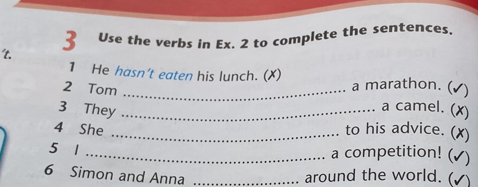 3 Use the verbs in Ex. 2 to complete the | StudyX