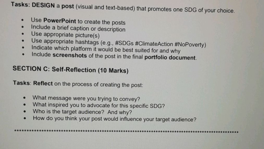 Tasks: DESIGN a post (visual and text-based) | StudyX