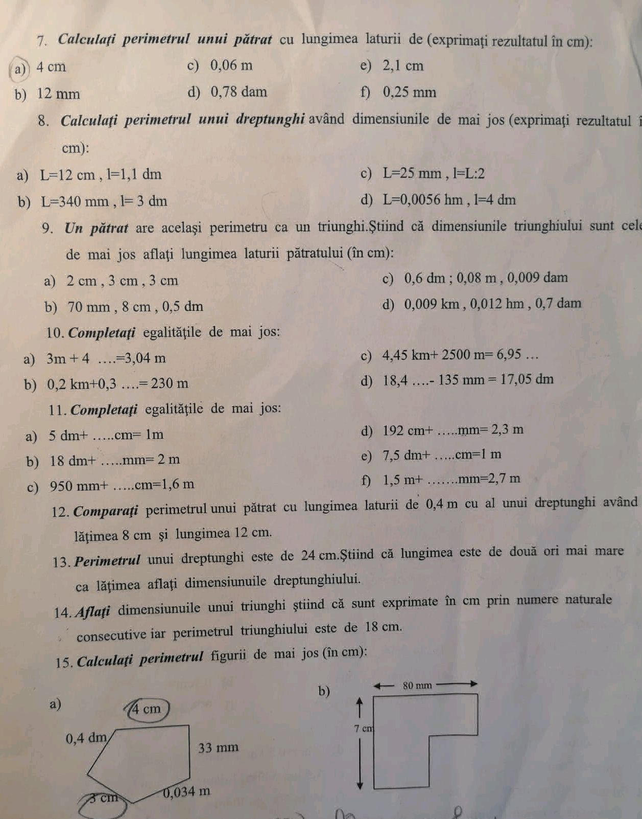 7. Calculați perimetrul unui pătrat cu | StudyX