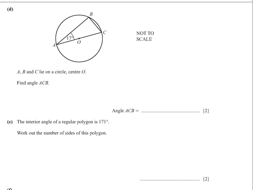 (d) A, B and C lie on a circle, centre O. | StudyX