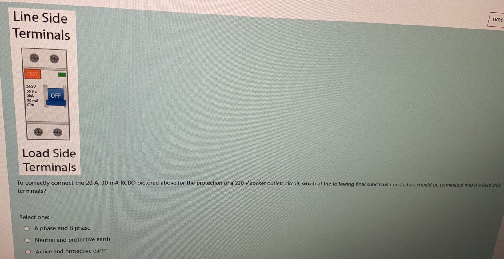 To correctly connect the 20 A, 30 mA RCBO | StudyX