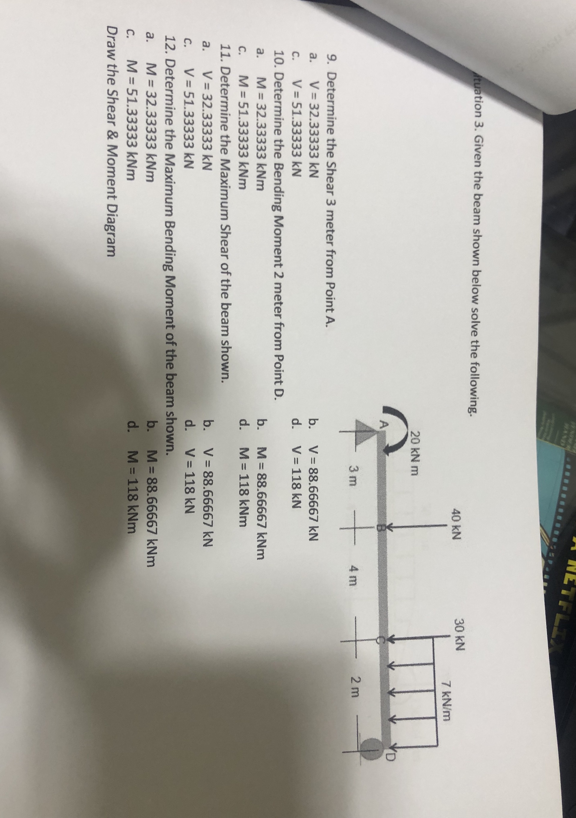 Given the beam shown below solve the | StudyX