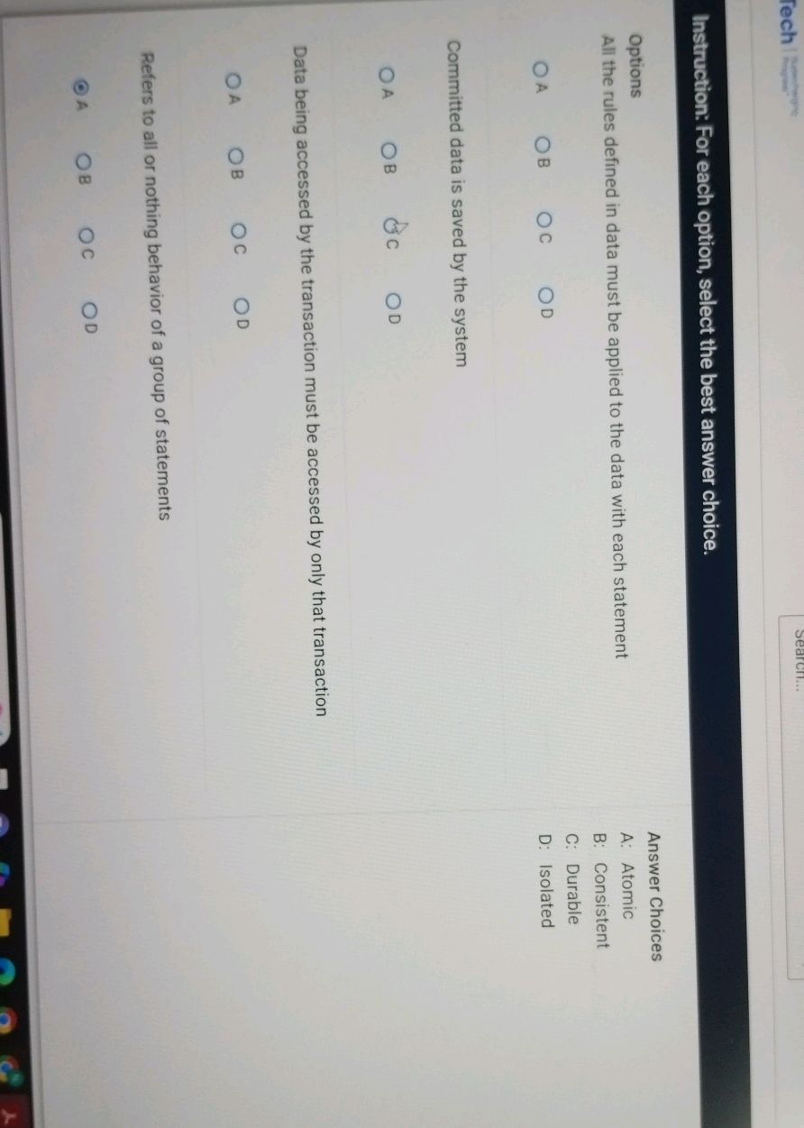 Instruction: For each option, select the | StudyX
