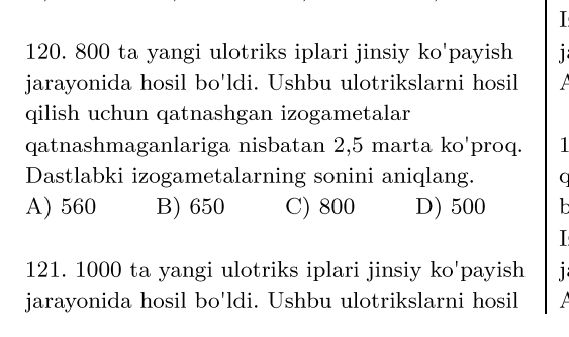 120. 800 ta yangi ulotriks iplari jinsiy | StudyX