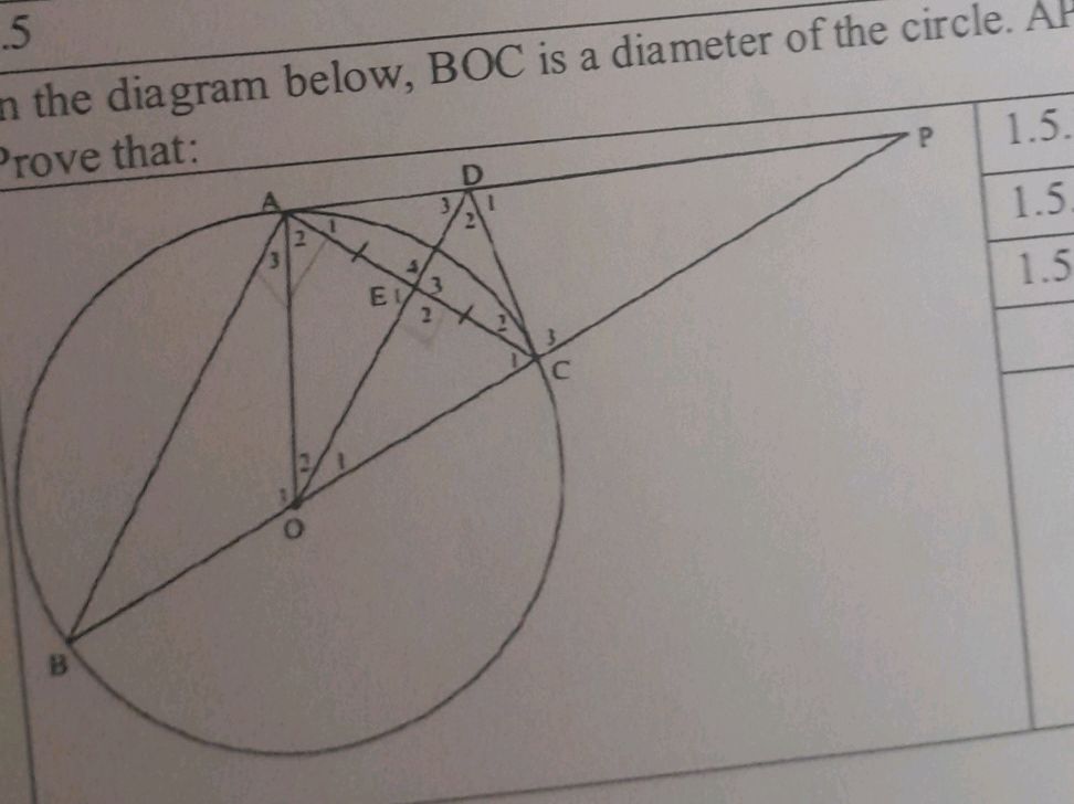 In the diagram below, BOC is a diameter of | StudyX