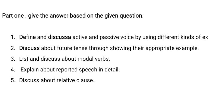Part one. give the answer based on the given | StudyX
