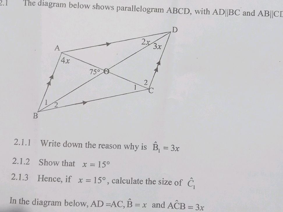 The diagram below shows parallelogram ABCD, | StudyX
