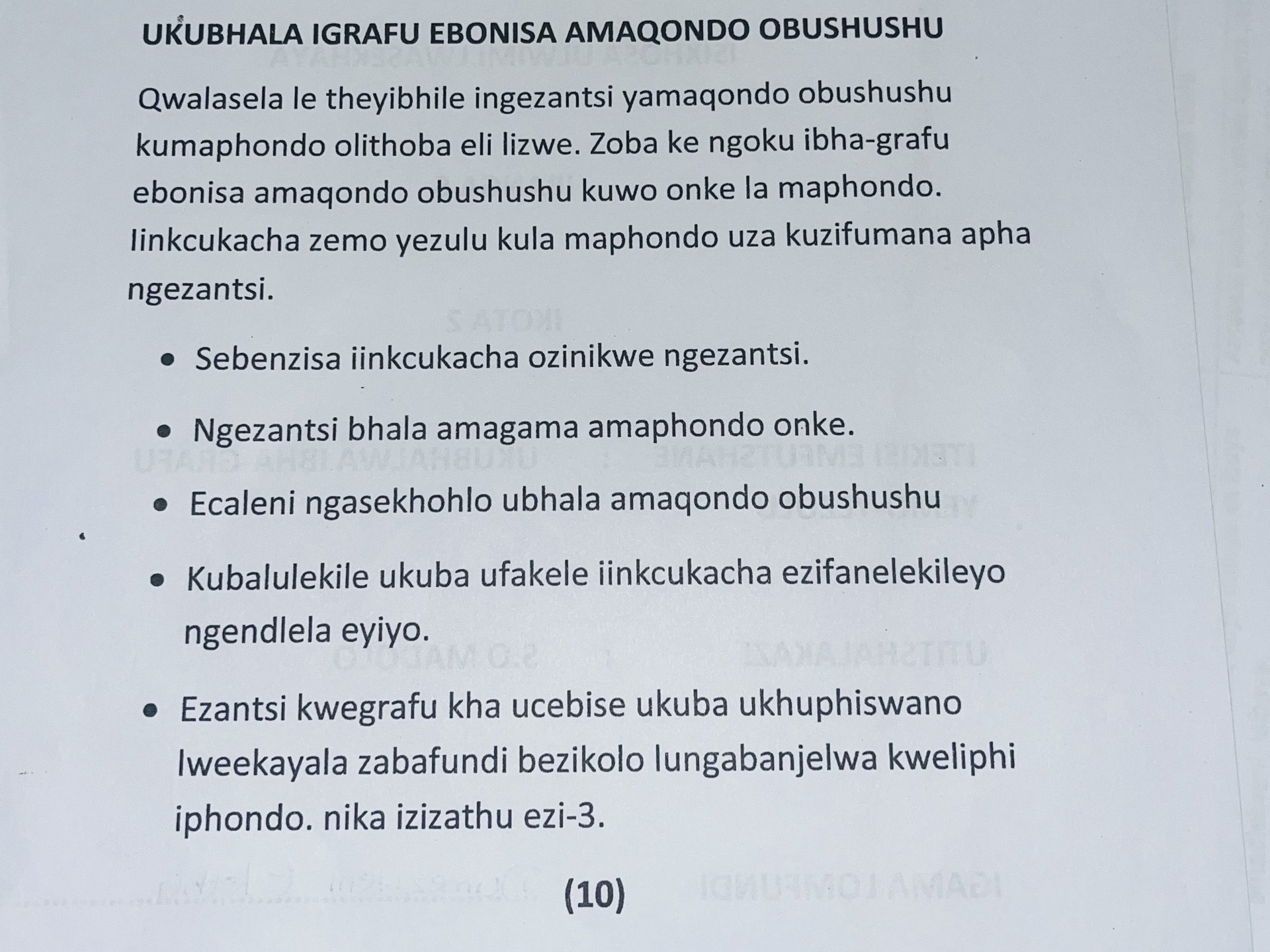 UKUBHALA IGRAFU EBONISA AMAQONDO OBUSHUSHU | StudyX