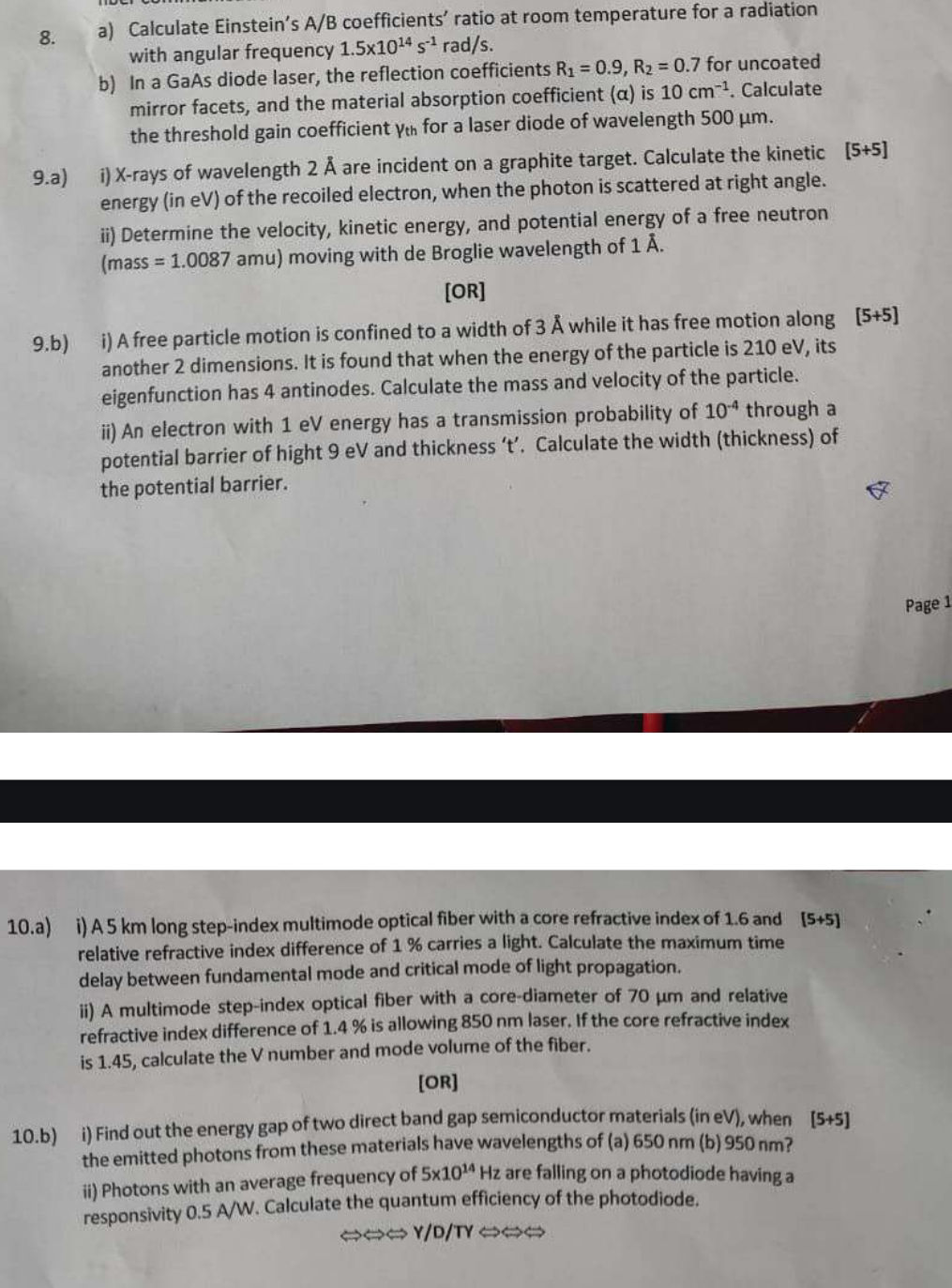 8. a) Calculate Einstein's A/B coefficients' | StudyX