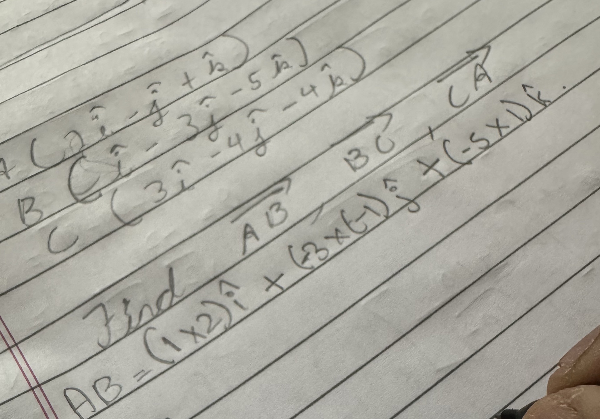 Find AB, BC, CA $AB = (1 2) {i} + (3 | StudyX