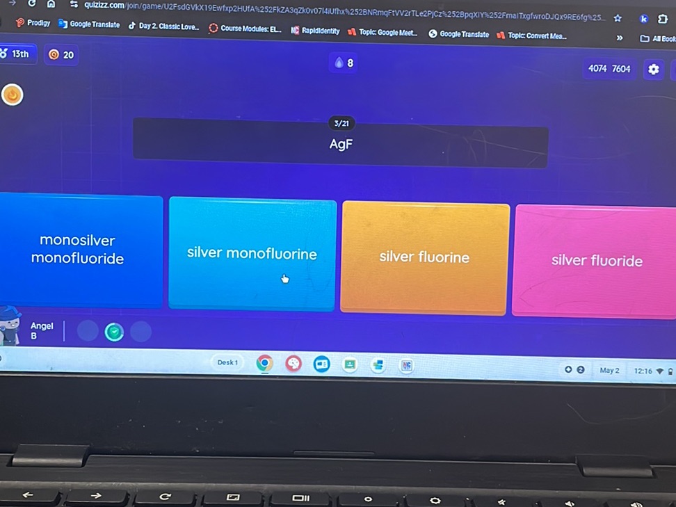 What is the name of the compound AgF? | StudyX