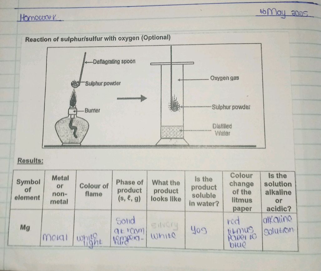 Reaction of sulphur/sulfur with oxygen | StudyX