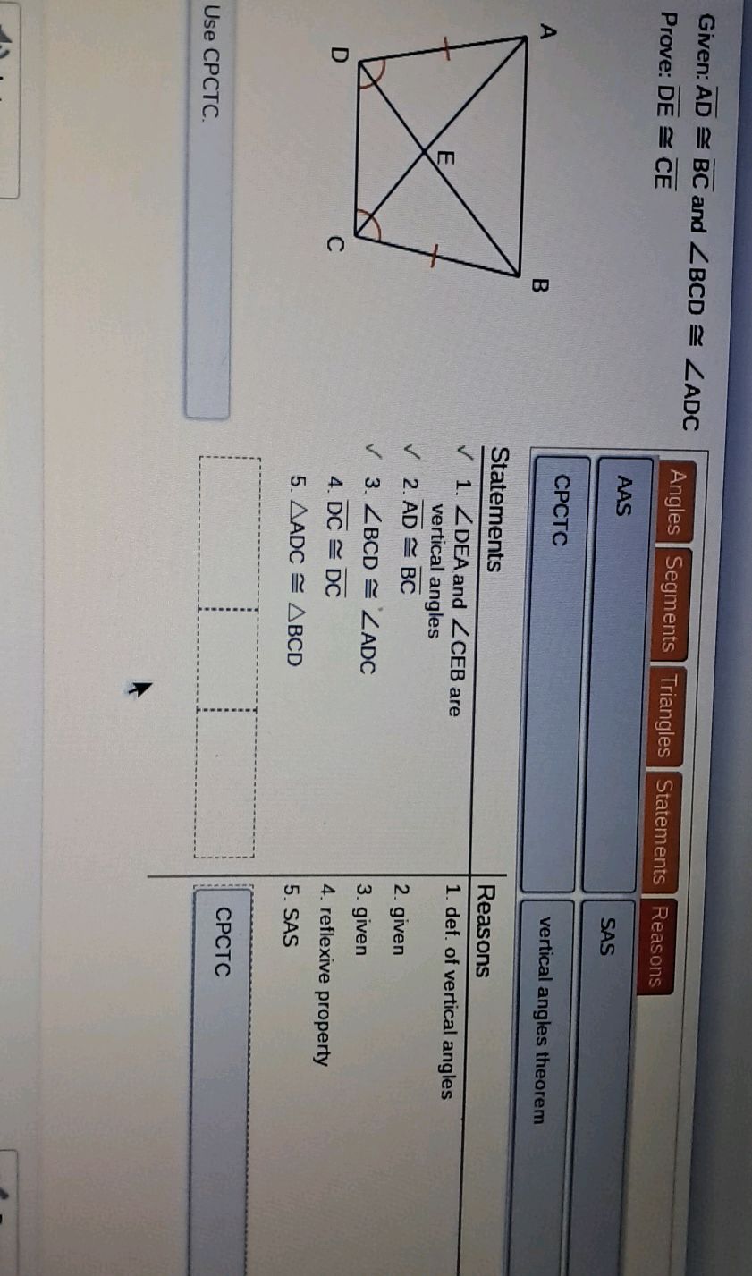 Given: $ {AD} {BC}$ and $ BCD ADC$ | StudyX