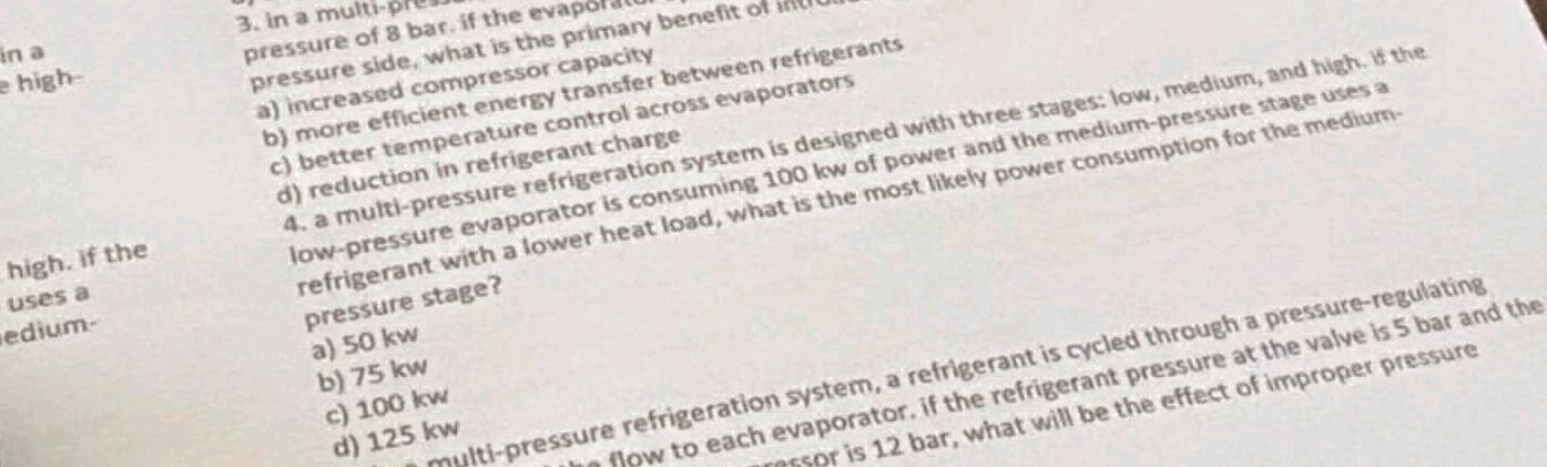 3. In a multi-pressure refrigeration system, | StudyX