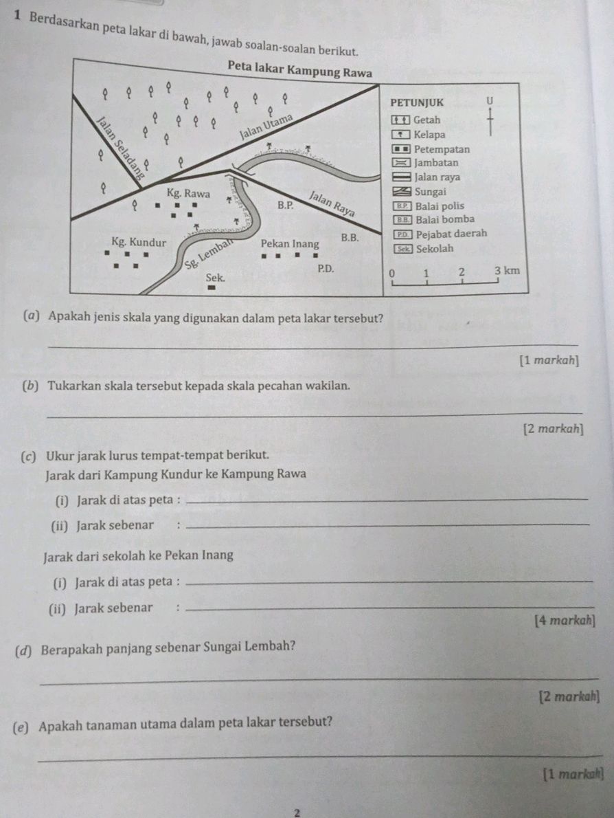 1. Berdasarkan peta lakar di bawah, jawab | StudyX