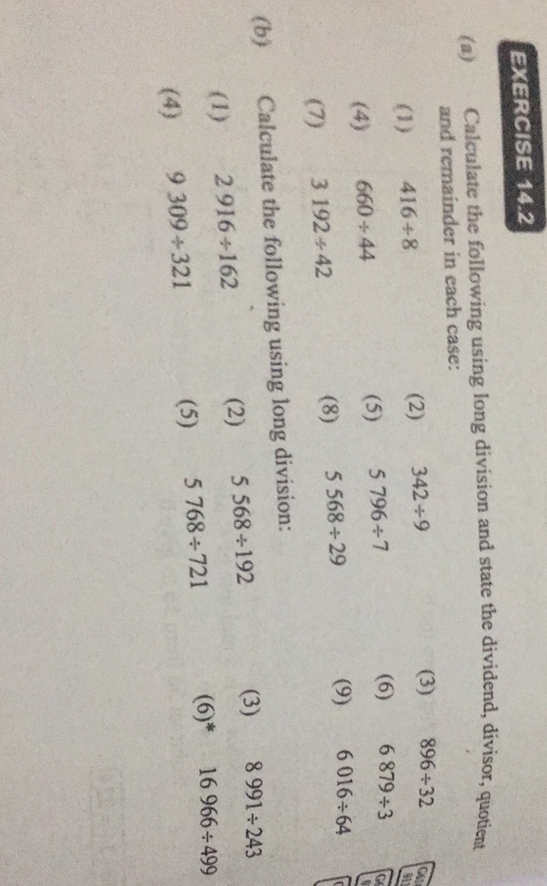 (a) Calculate the following using long | StudyX