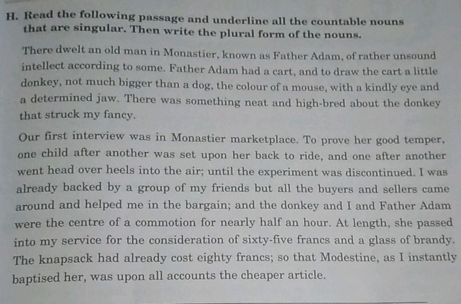 H. Read the following passage and underline | StudyX