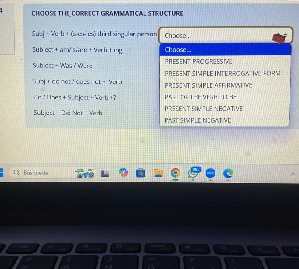 CHOOSE THE CORRECT GRAMMATICAL STRUCTURE | StudyX