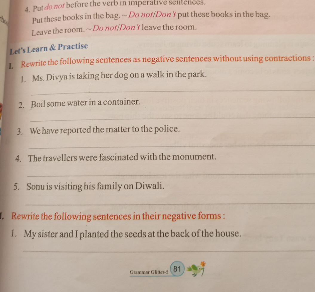 I. Rewrite the following sentences as | StudyX