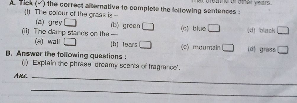 A. Tick ( ) the correct alternative to | StudyX