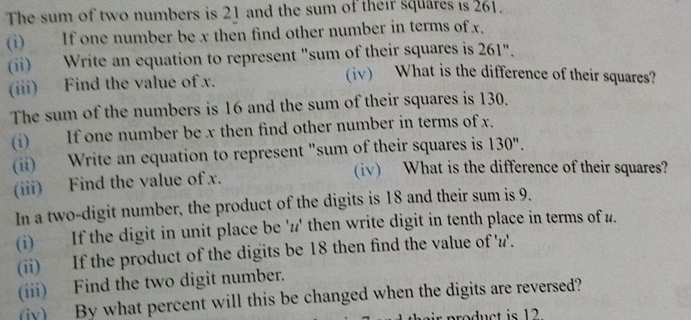 The sum of two numbers is 21 and the sum of | StudyX