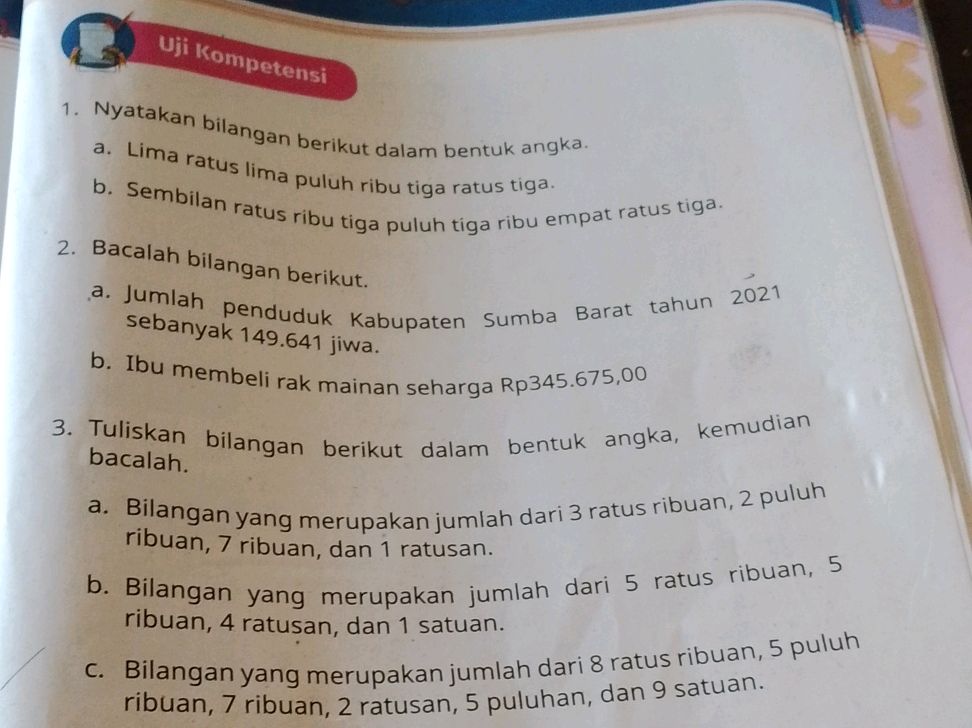 1. Nyatakan bilangan berikut dalam bentuk | StudyX