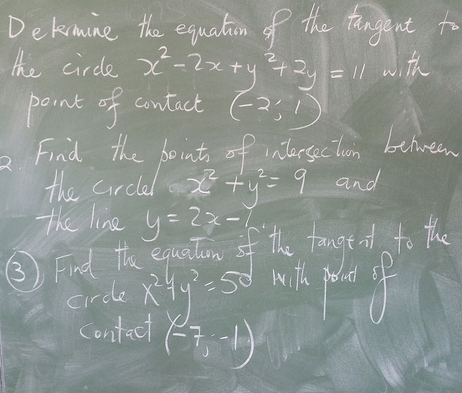 1. Determine the equation of the tangent to | StudyX