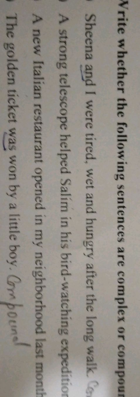 Write whether the following sentences are | StudyX