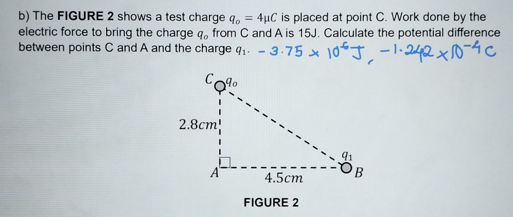b) The FIGURE 2 shows a test charge $q_o = | StudyX