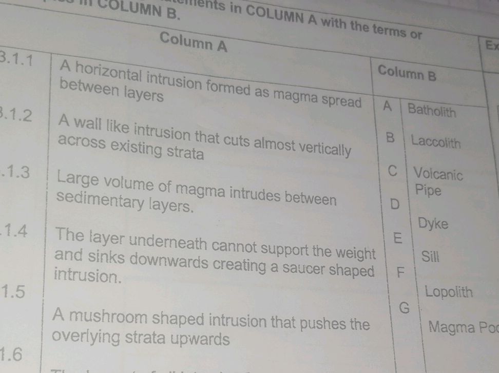 Match the statements in COLUMN A with the | StudyX