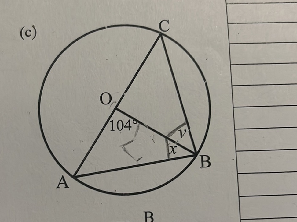 The image shows a circle with center O. | StudyX