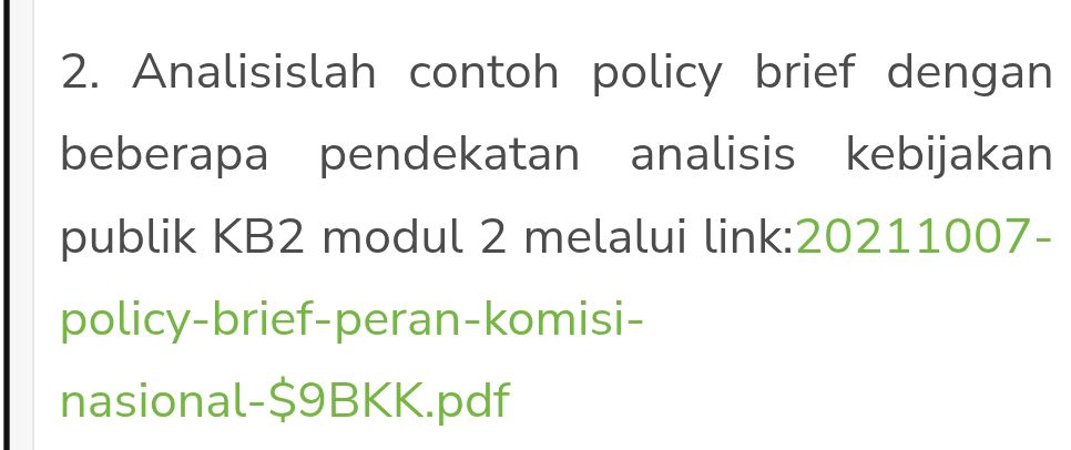 2. Analisislah contoh policy brief dengan | StudyX