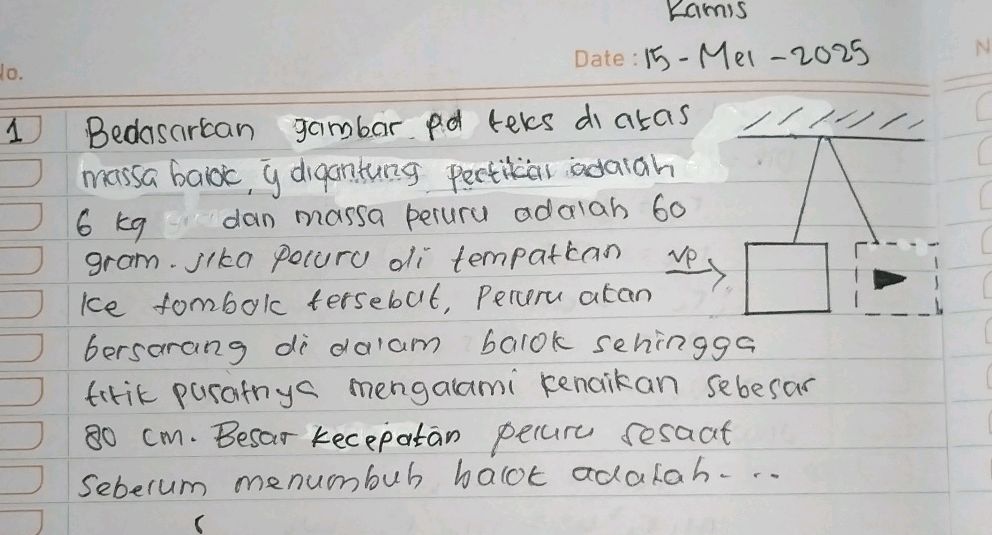 Berdasarkan gambar pada teks di atas, massa | StudyX