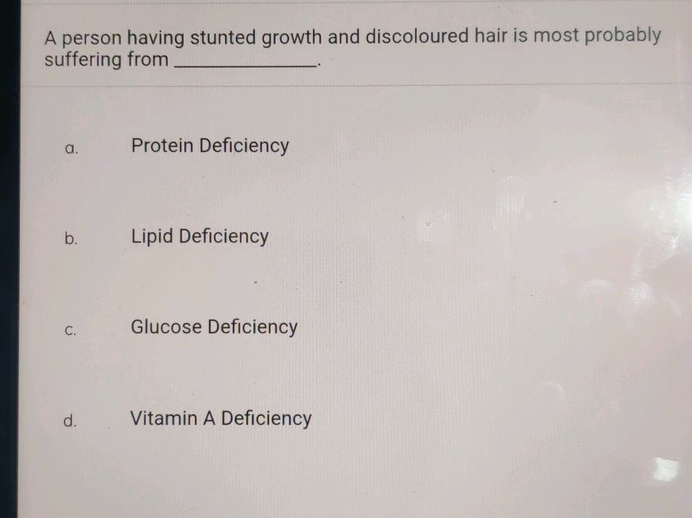A person having stunted growth and | StudyX