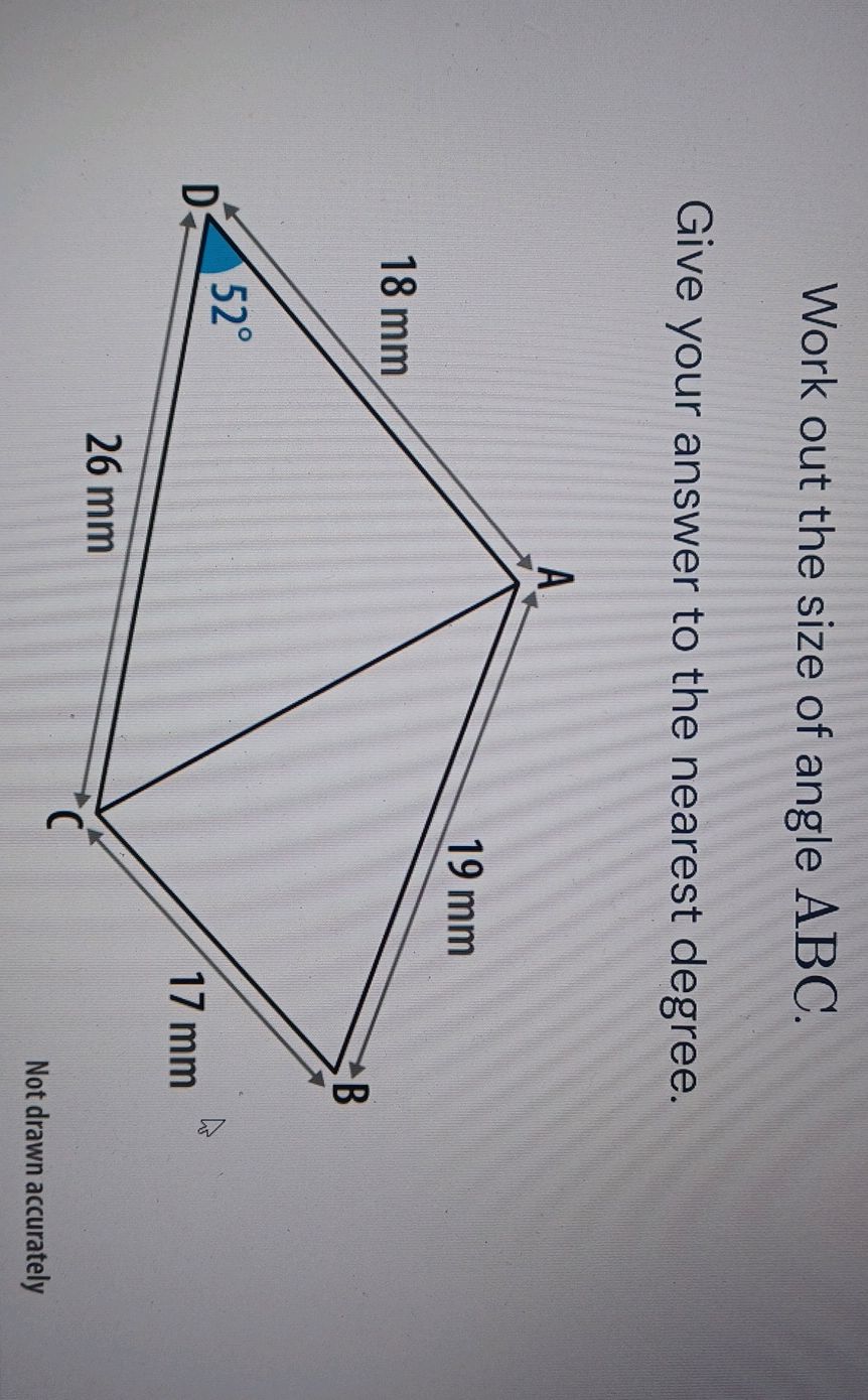 Work out the size of angle ABC. Give your | StudyX