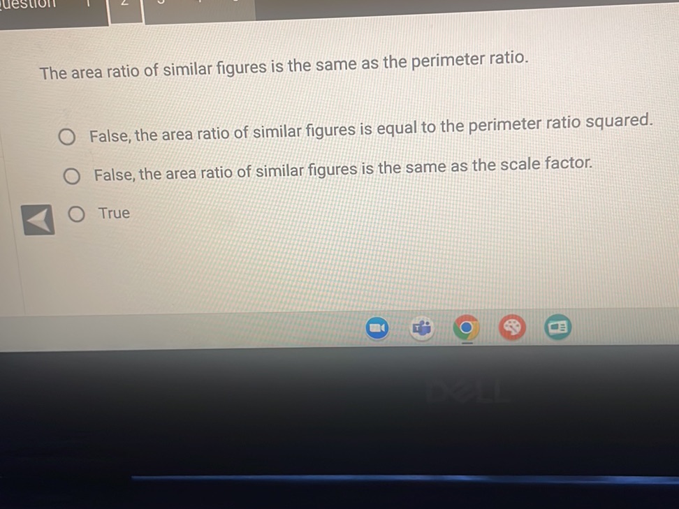 The area ratio of similar figures is the | StudyX