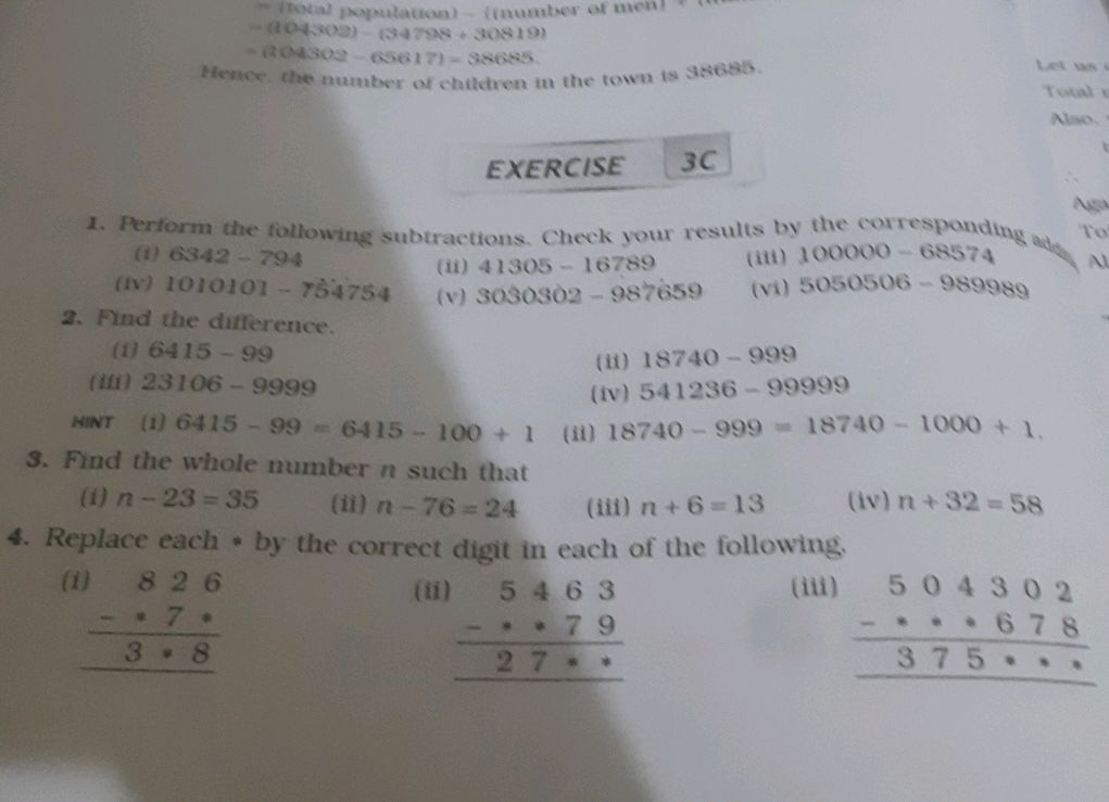 1. Perform the following subtractions. Check | StudyX
