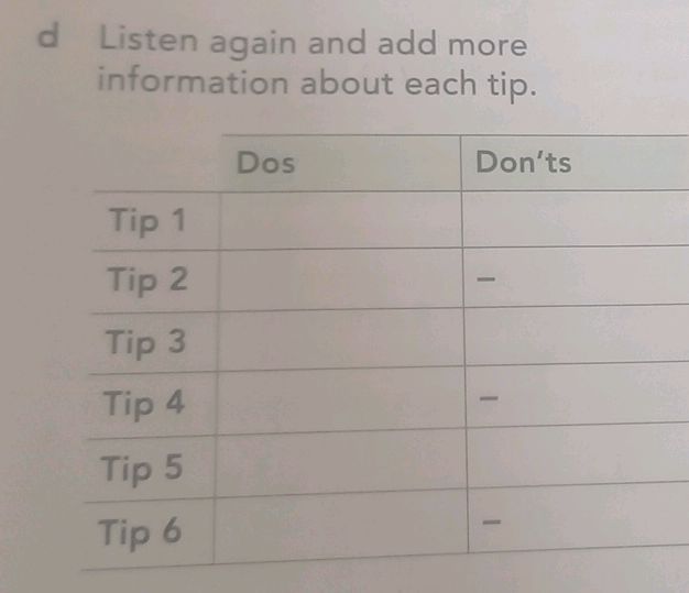 d Listen again and add more information | StudyX